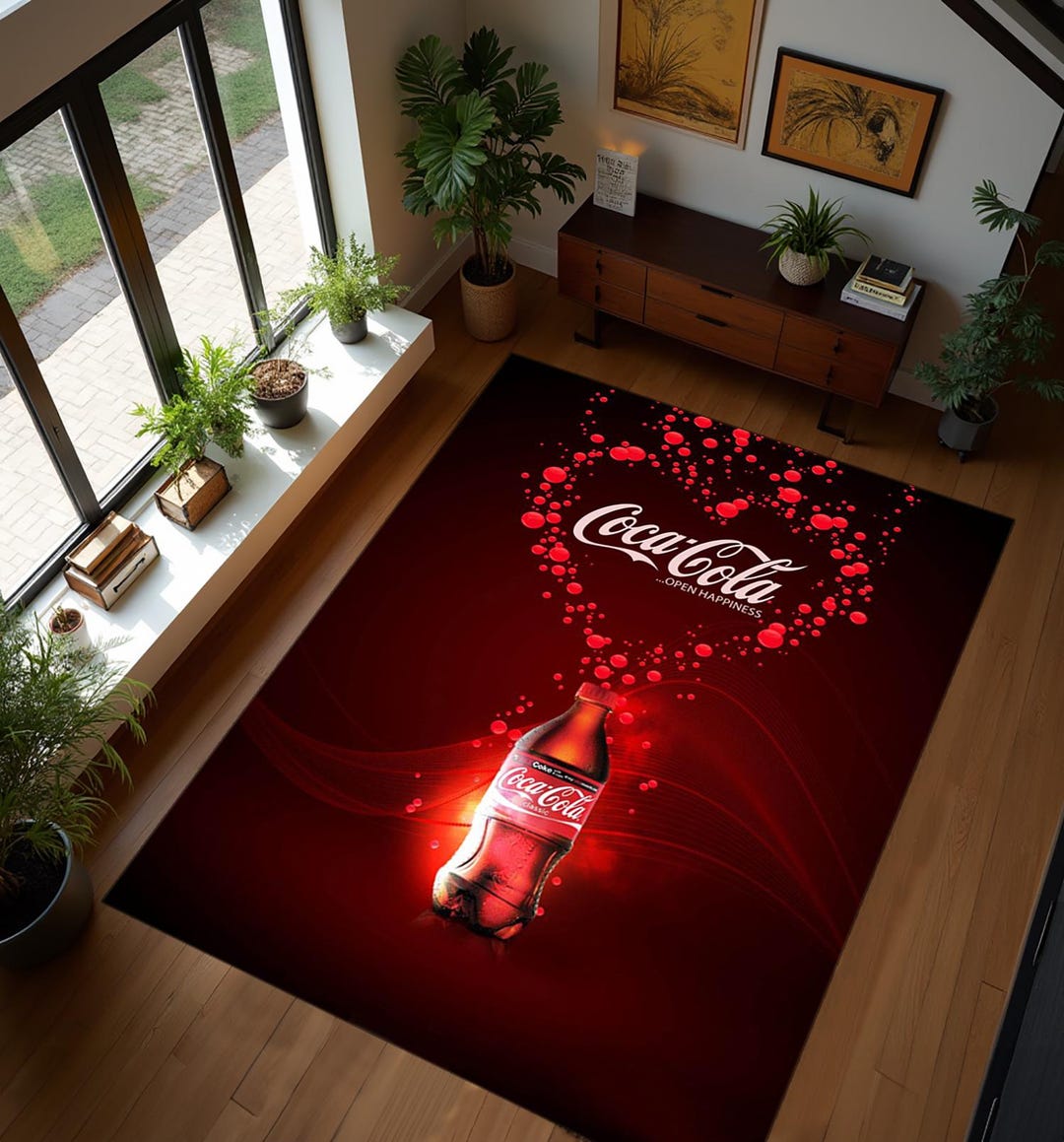 Coca Cola Heart Rug, Coca Cola Rug, Retro Art Rug, Area Rug, Coca Cola ...