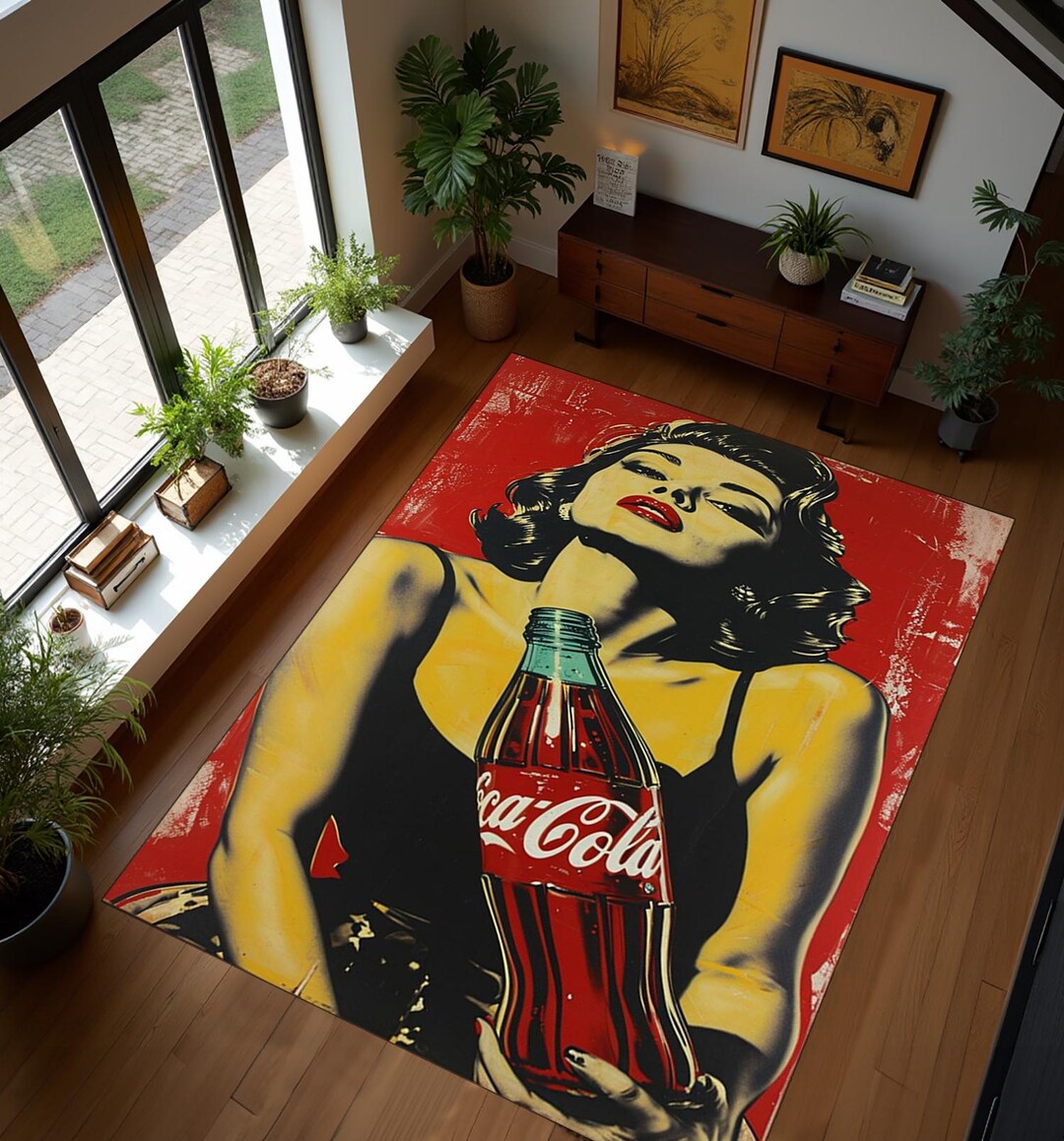 Coca Cola Rug, Coca Cola Retro Art Rug, Nostalgic Art Rug, Aesthetic ...