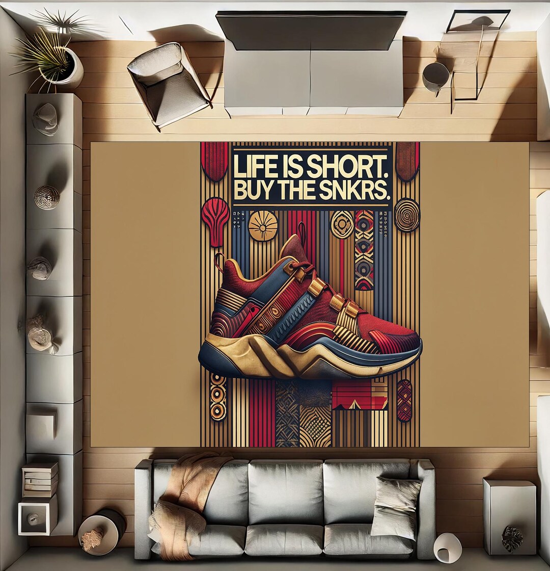 Sneaker Design Rug,modern Shoe Art,sneakerhead Rug,streetwear Decor ...