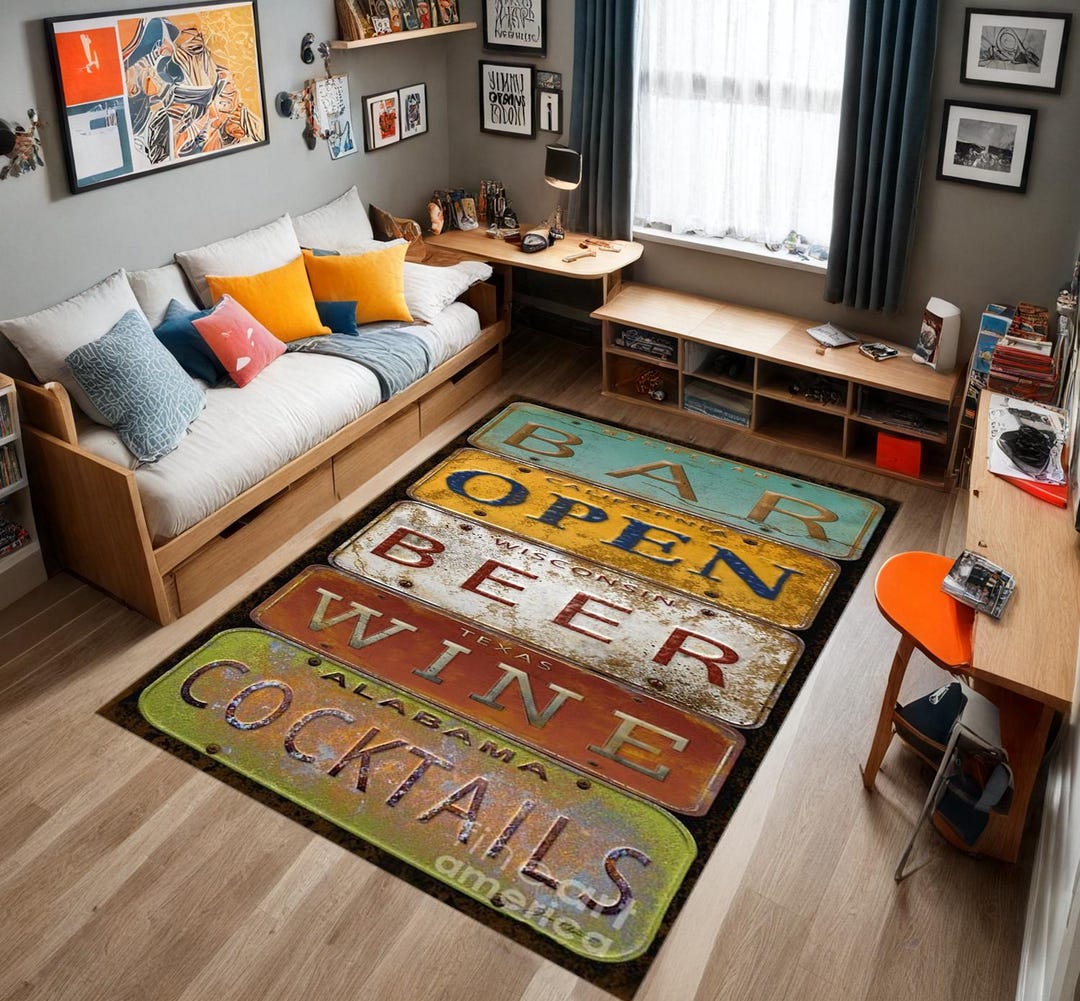 Signboard Rug, Bar Sign, Drink Sign, Texas Wine Sign, Youth Room ...