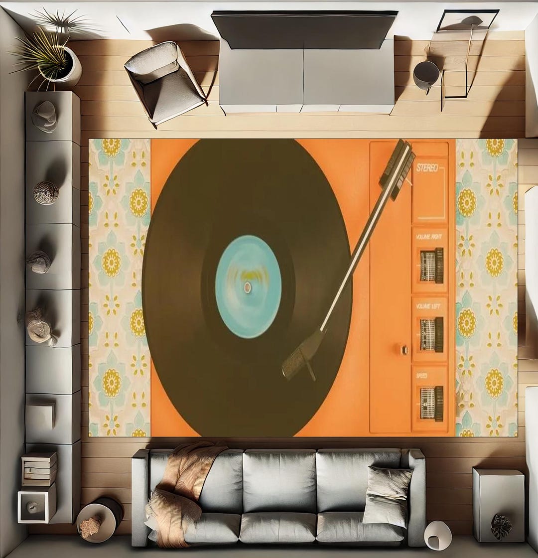 Record Rug, Record Player Rug,nostalgia Rug, Washable Non-slip Rug ...