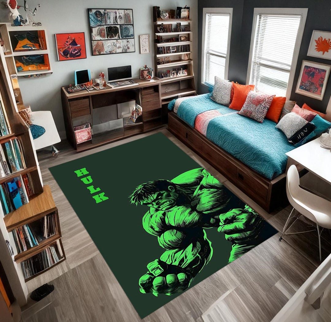 Angry Hulk Rug, Green Giant Rug, Fan Rug, Alan Rug, Braves Rug,soft ...