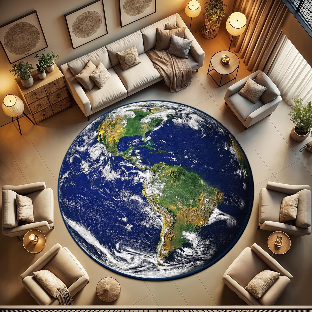 Our Old World, Our Home Rug, 3D Earth Map Round Rug, World Globe Carpet ...