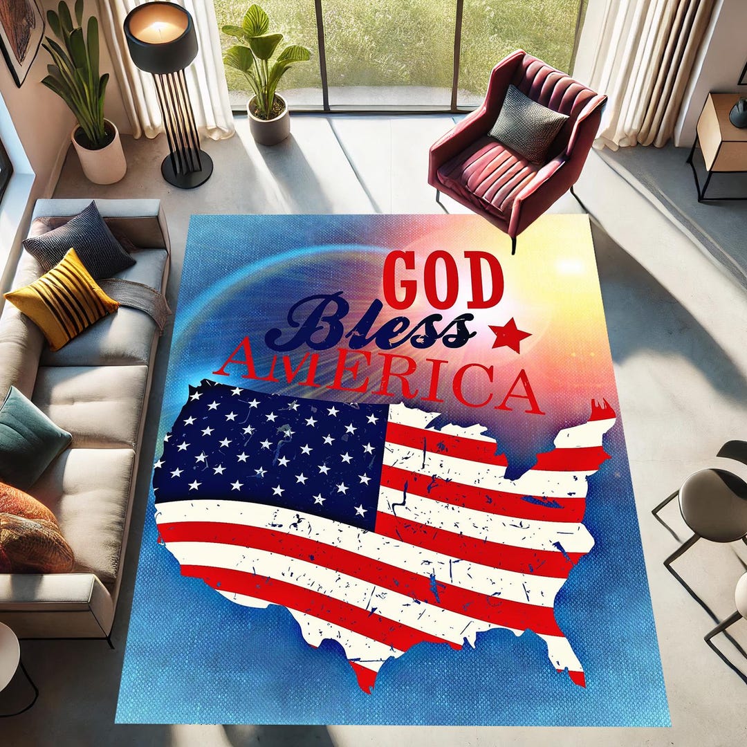 God Bless America, American Flag Rug, Freedom Symbol Rug, Home Decor ...