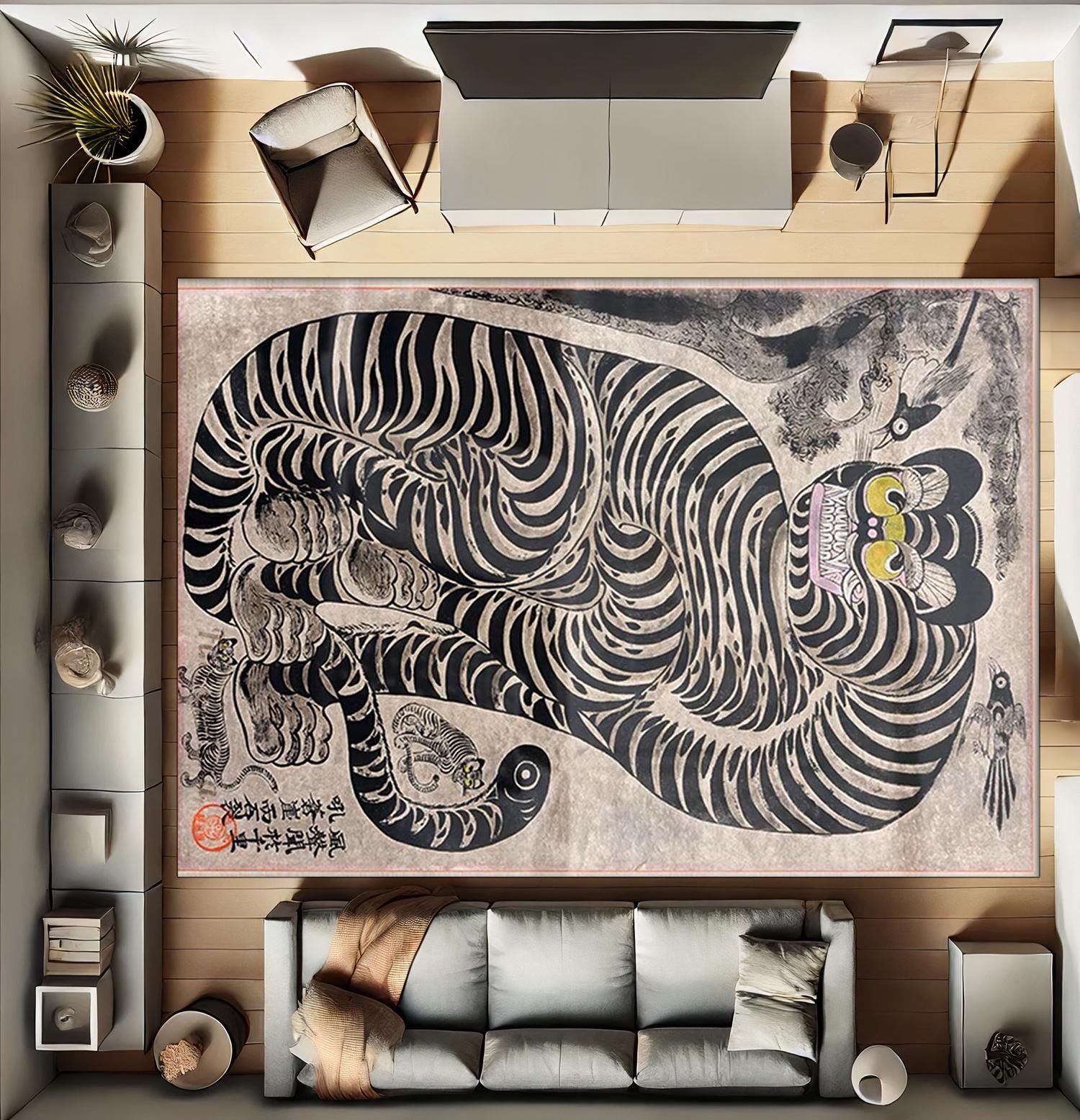 Japanese Tiger Painting,korean Tiger, Asian Tiger, Talismanic Tiger ...