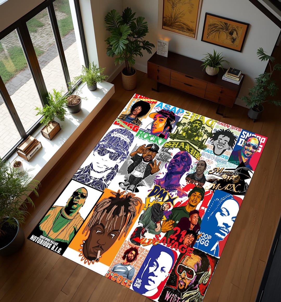 Hip Hop Rug, Music Rug, Rap Stars Collage Rug, Gift Rug for Young ...