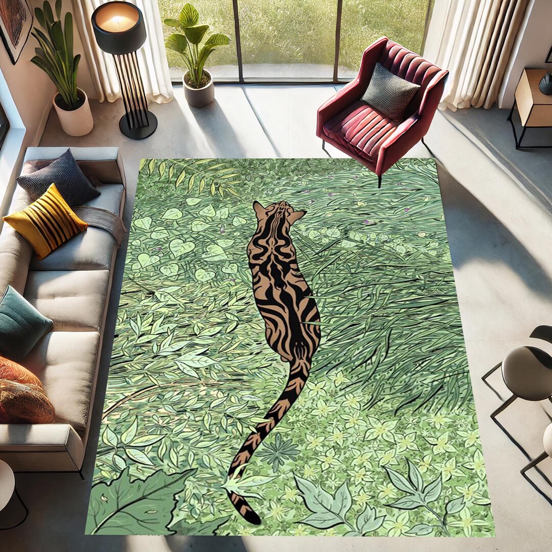 Wildcat in the Forest, Hunting Wildcat,pop Art Rug, Rug for Your Living ...