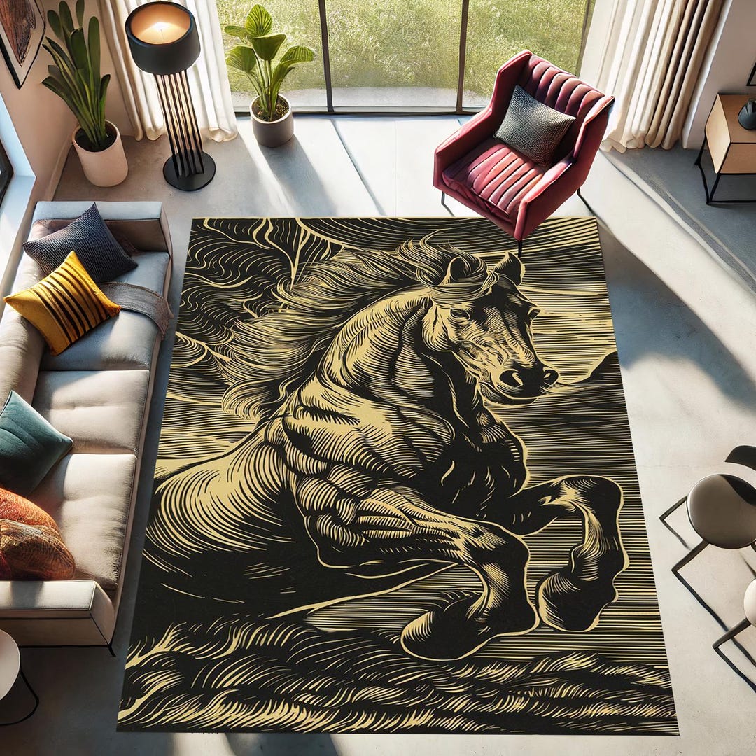 Running Horse Rug, Abstract Horse, Race Horse, Soft,horse Carpet ...