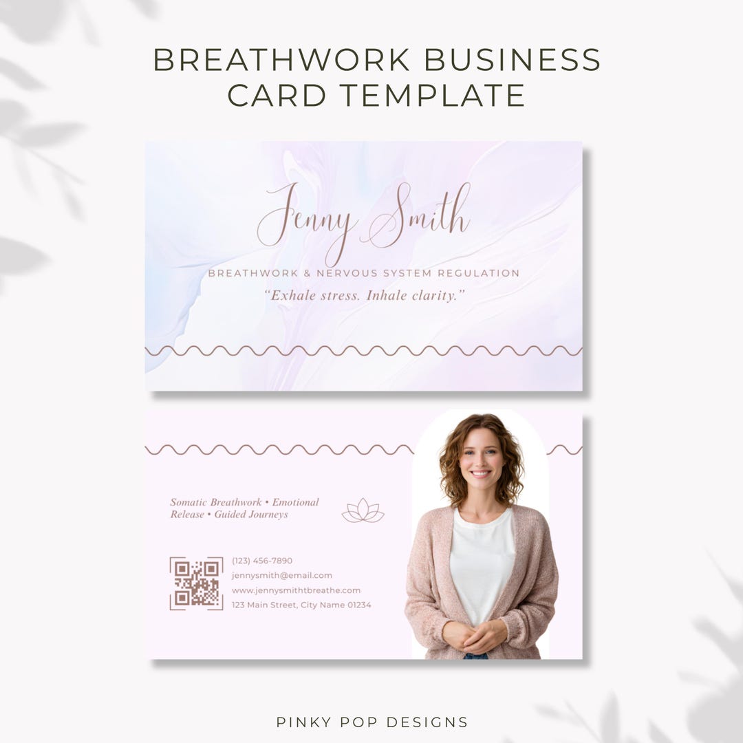 Breathwork Business Card Template | Wellness Coach, Editable Canva ...