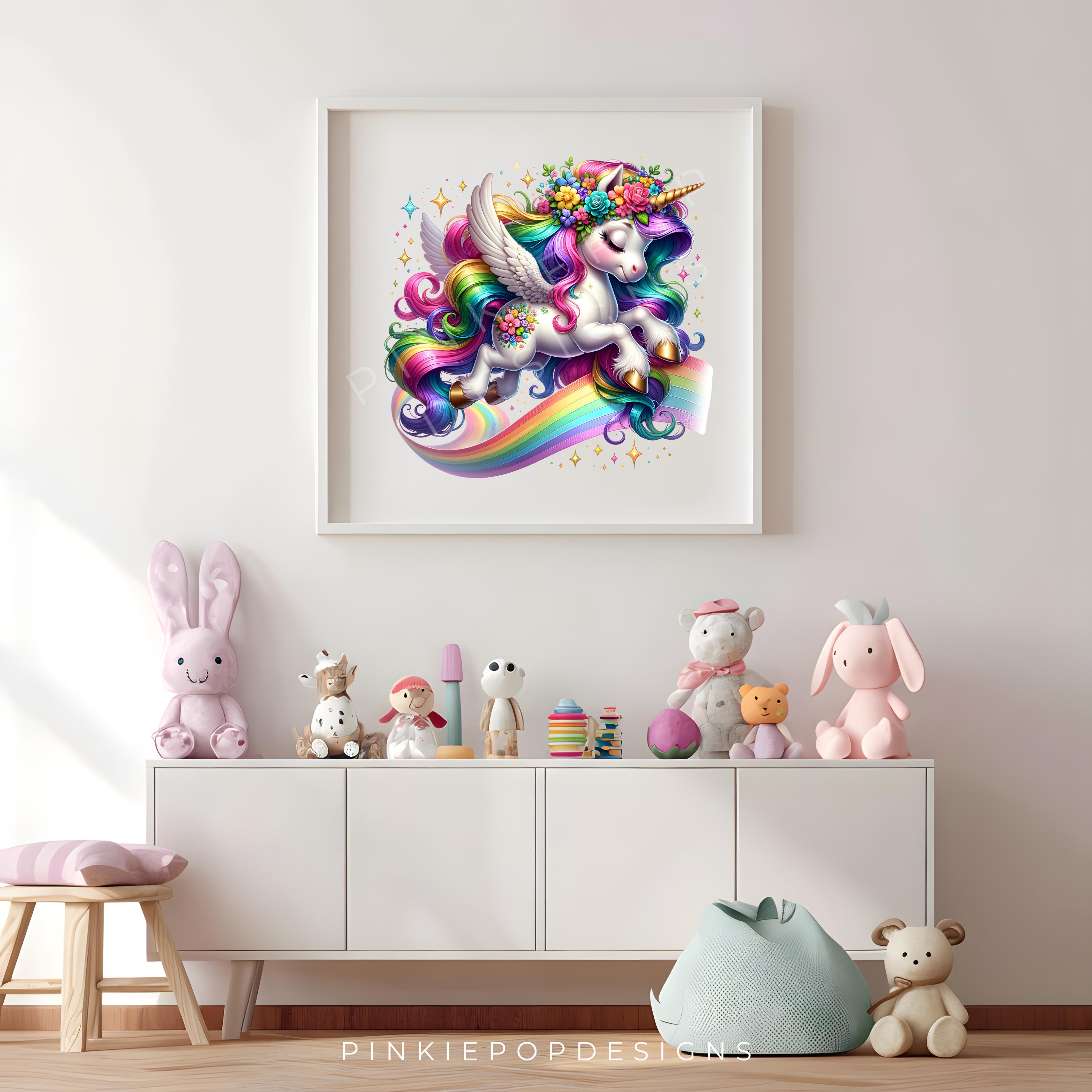 Watercolor Rainbow Unicorn Clipart PNG, Fantasy Illustration (digital ...
