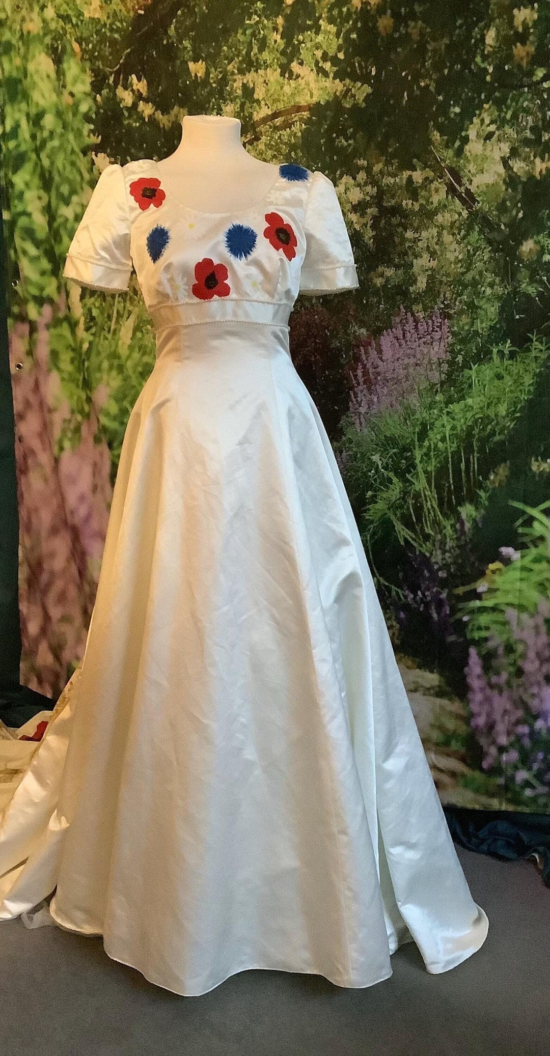 Bespoke Cottage Core Wedding Dress Upcycled Wild Flowers With Veil and ...