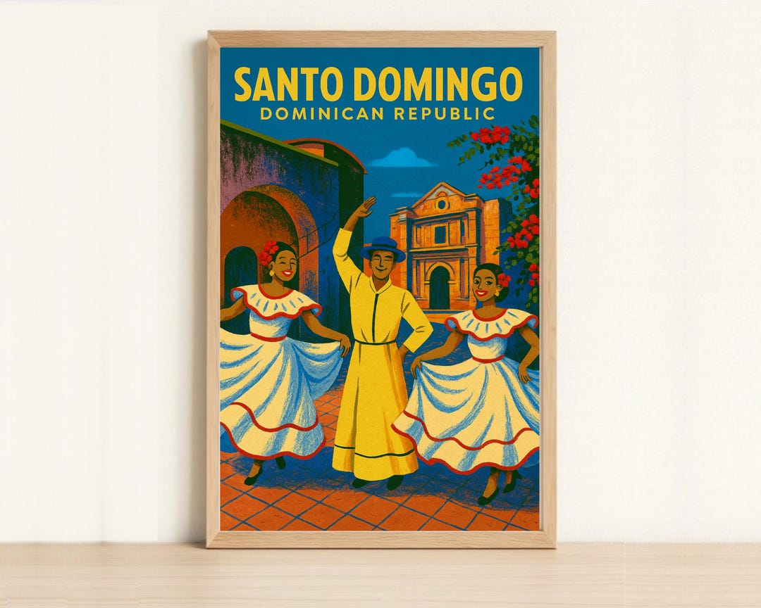Vintage Santo Domingo Travel Poster: Retro Caribbean Art Print - Etsy