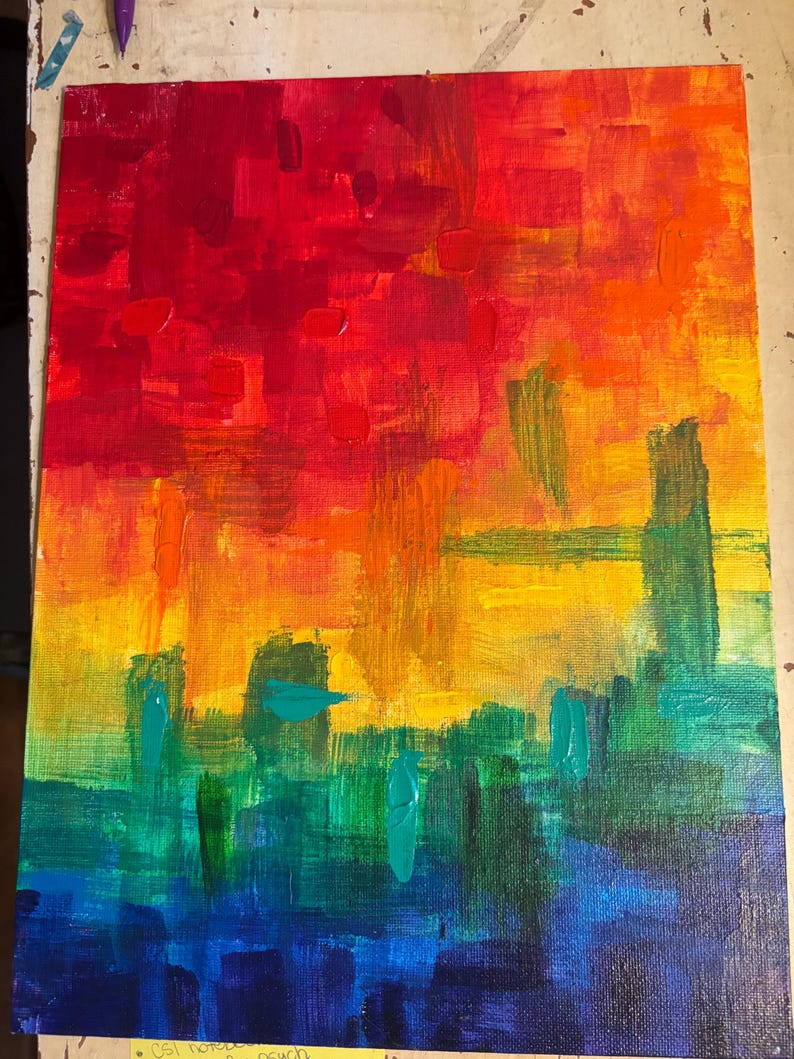 Rainbow Abstract Original Handmade Art - Etsy