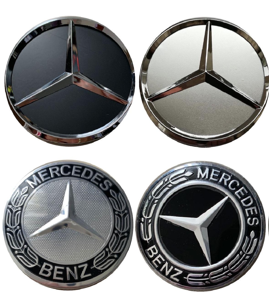 Mercedes Wheel Centre Hub Caps Replacements Set of 4 Silver/blue/black ...