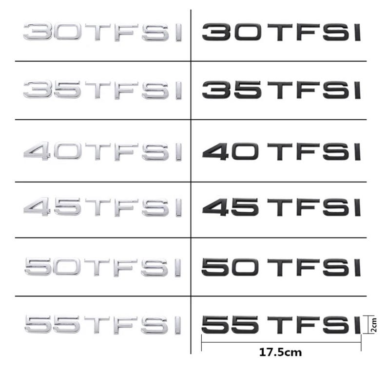Audi TFSI Letters Emblem Chrome/black Stickers for Models 30 35 40 45 ...