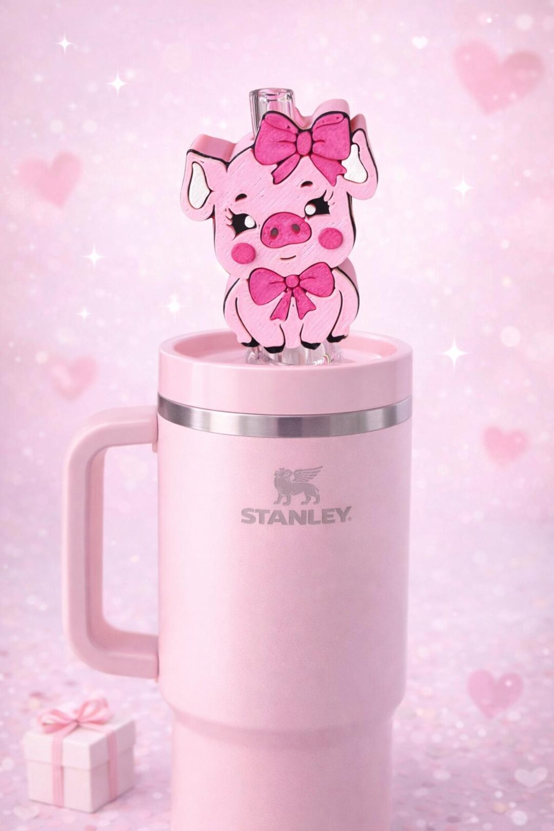 Kawaii Pig Straw Topper for Stanley Tumbler | Cute 3D Printed Straw ...
