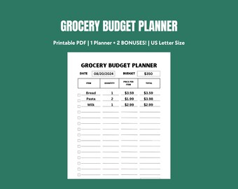 Grocery Budget Planner - Printable - Etsy