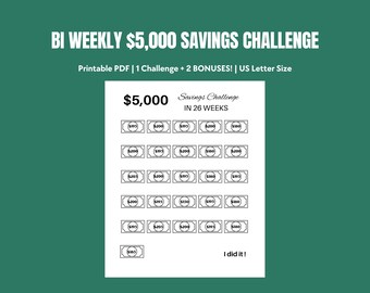 52-week 5000 Savings Challenge Tracker | Printable Budgeting Tool ...