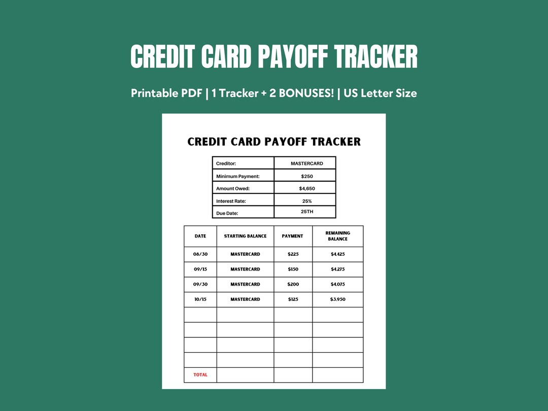 Printable Credit Card Payoff Tracker | Debt Payment Tracker Template ...