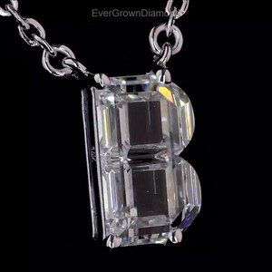 B Initial Diamond Necklace | 18K Solid White Gold & Lab-grown Diamond ...