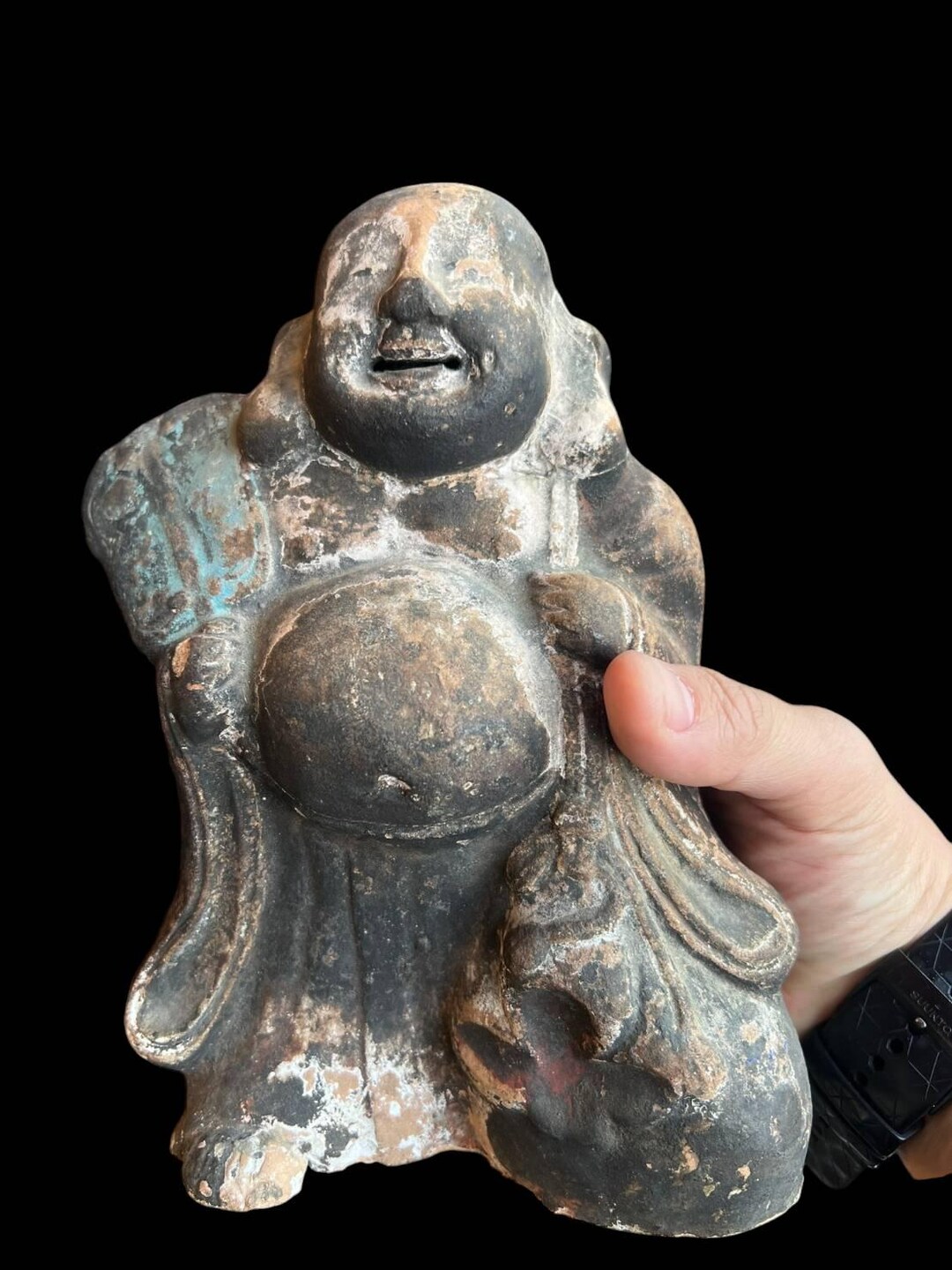 Japanese Antique Clay Hotei God Statue,edo Era Japanese Clay God - Etsy