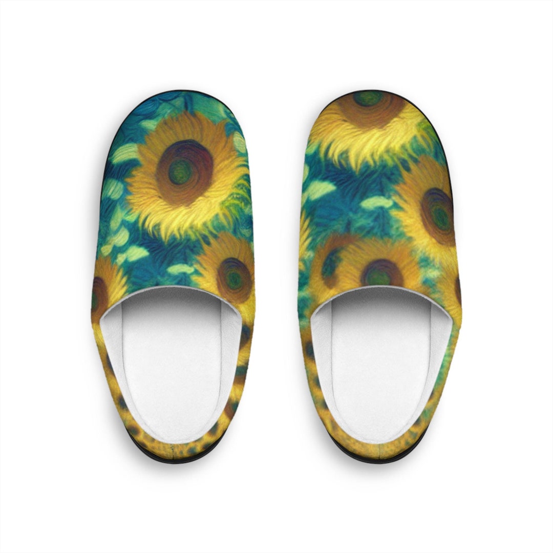 Sunflower Indoor Slippers - Cozy Plant Lover's Footwear, Gift for Her ...