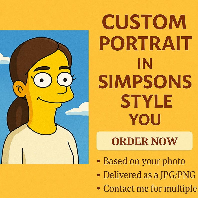 Simpsons-style Portrait – Yellow Cartoon Character Version (JPG & PNG ...