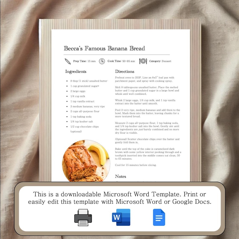 Editable Recipe Template: Modern Family Cookbook Design (digital ...