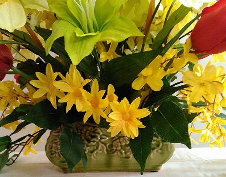 Spring Arrangement, Spring Mix Flower Centerpiece, Tall Spring ...