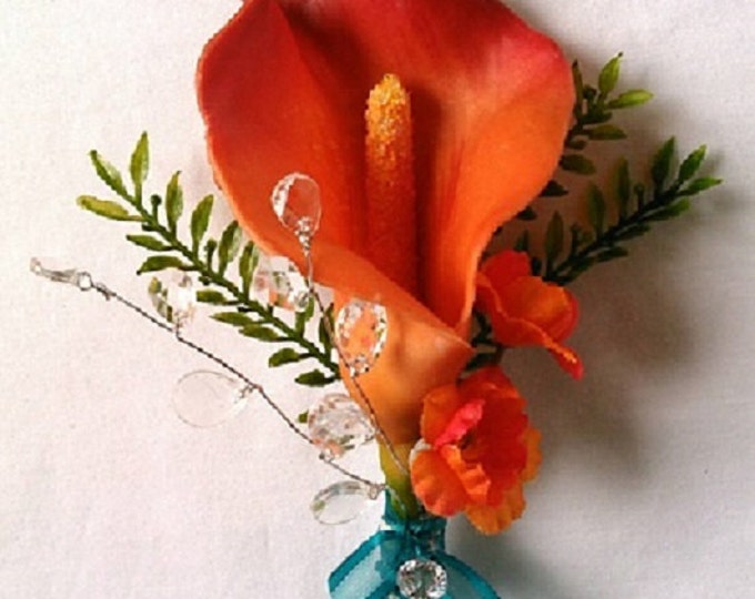 Persimmon Burnt Orange Crystals Real Touch Silk Calla - Etsy