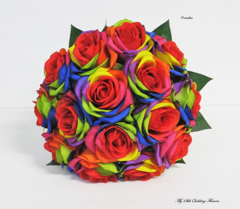 Rainbow Wedding Bouquet Rainbow Bouquet Rainbow Rose | Etsy