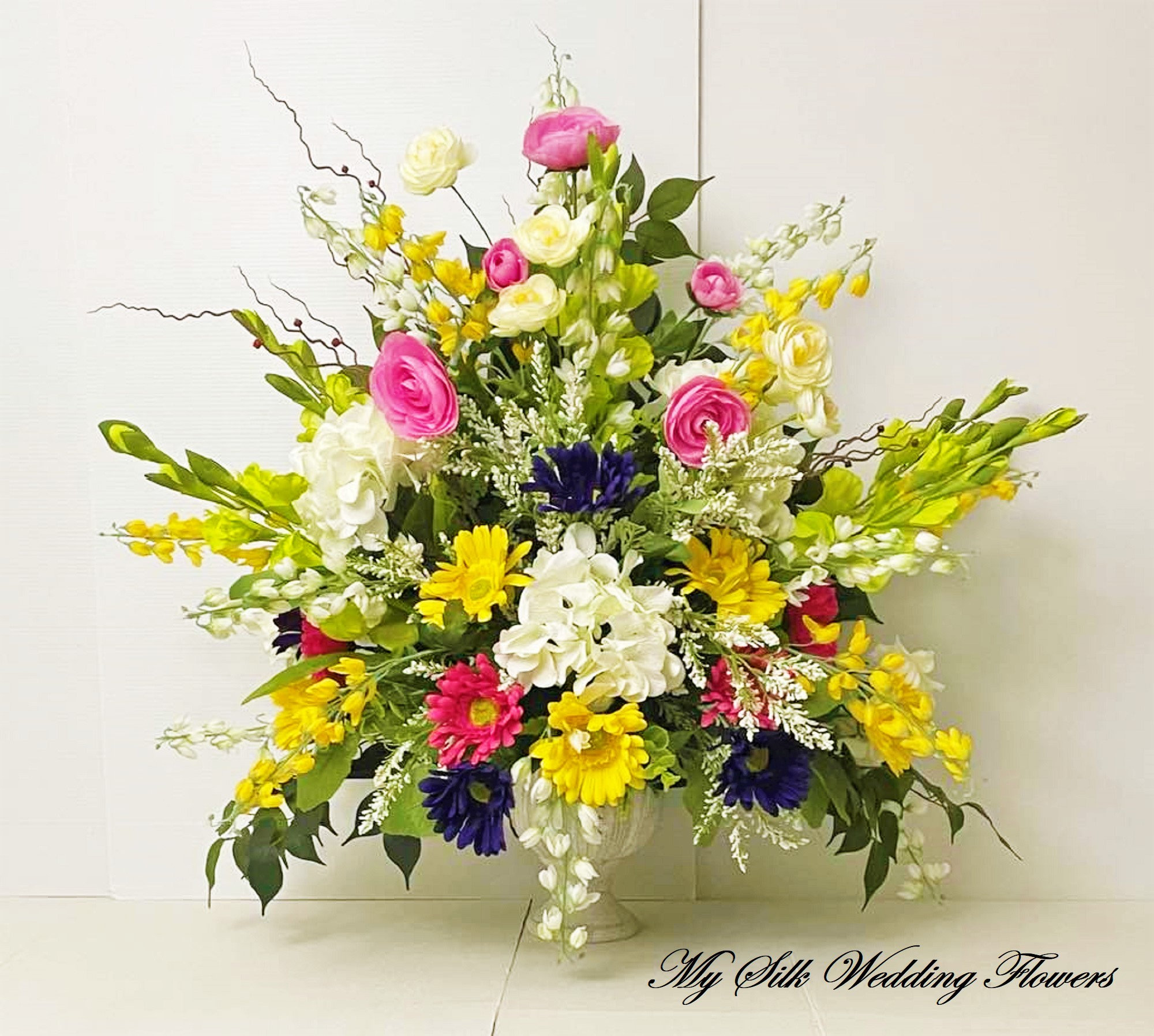 Spring Flower Arrangement, Tall Mix Flower Arrangement, Silk Flower ...