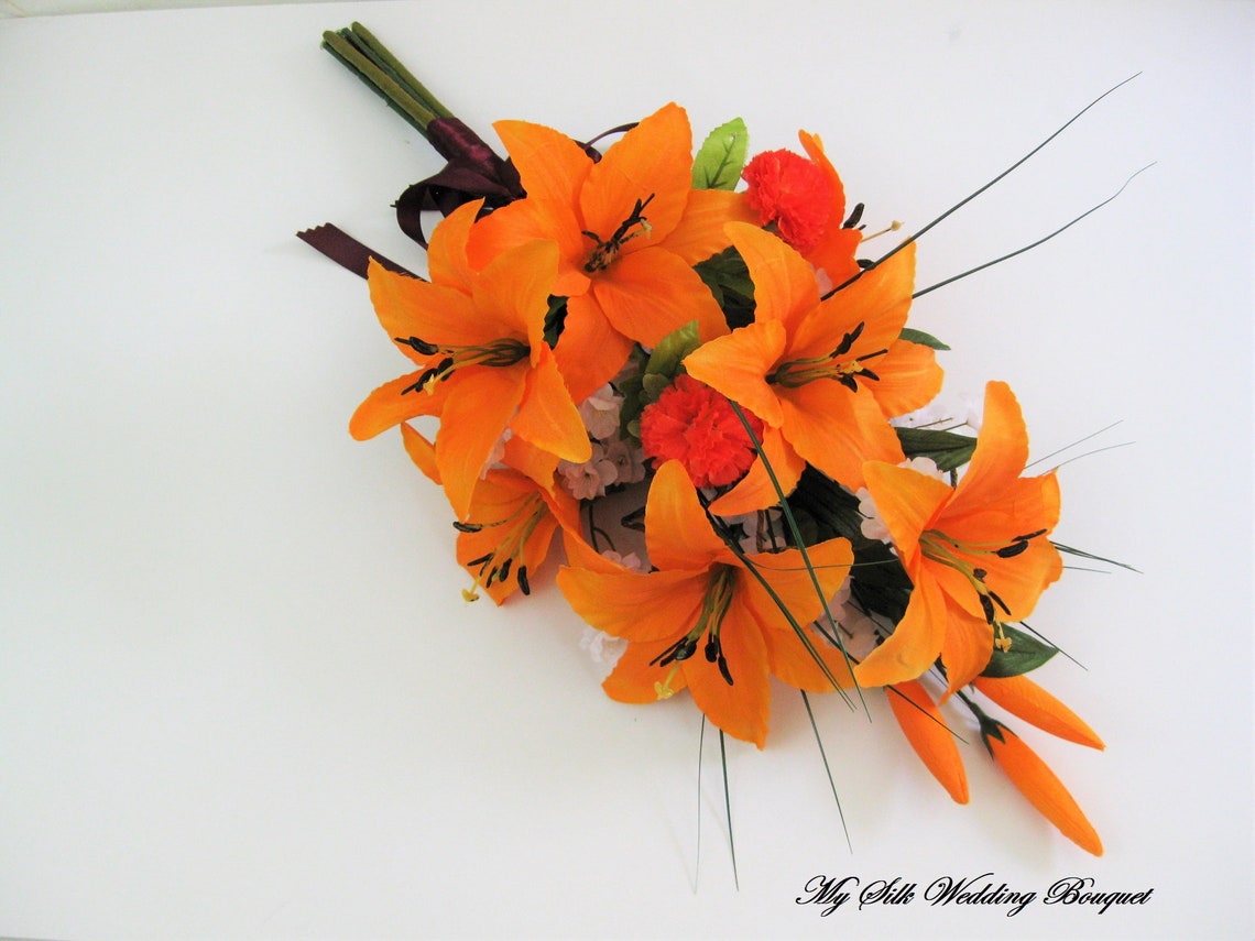 Orange Tiger Lily Bouquet Orange Tiger Lily Arm Bouquet - Etsy
