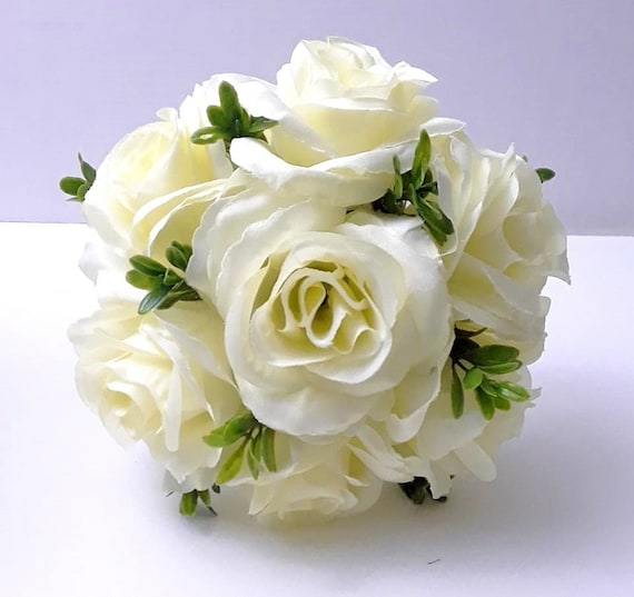 3 Pcs Set Ivory Roses Wedding Bouquet Ivory Rose Cake Topper - Etsy UK