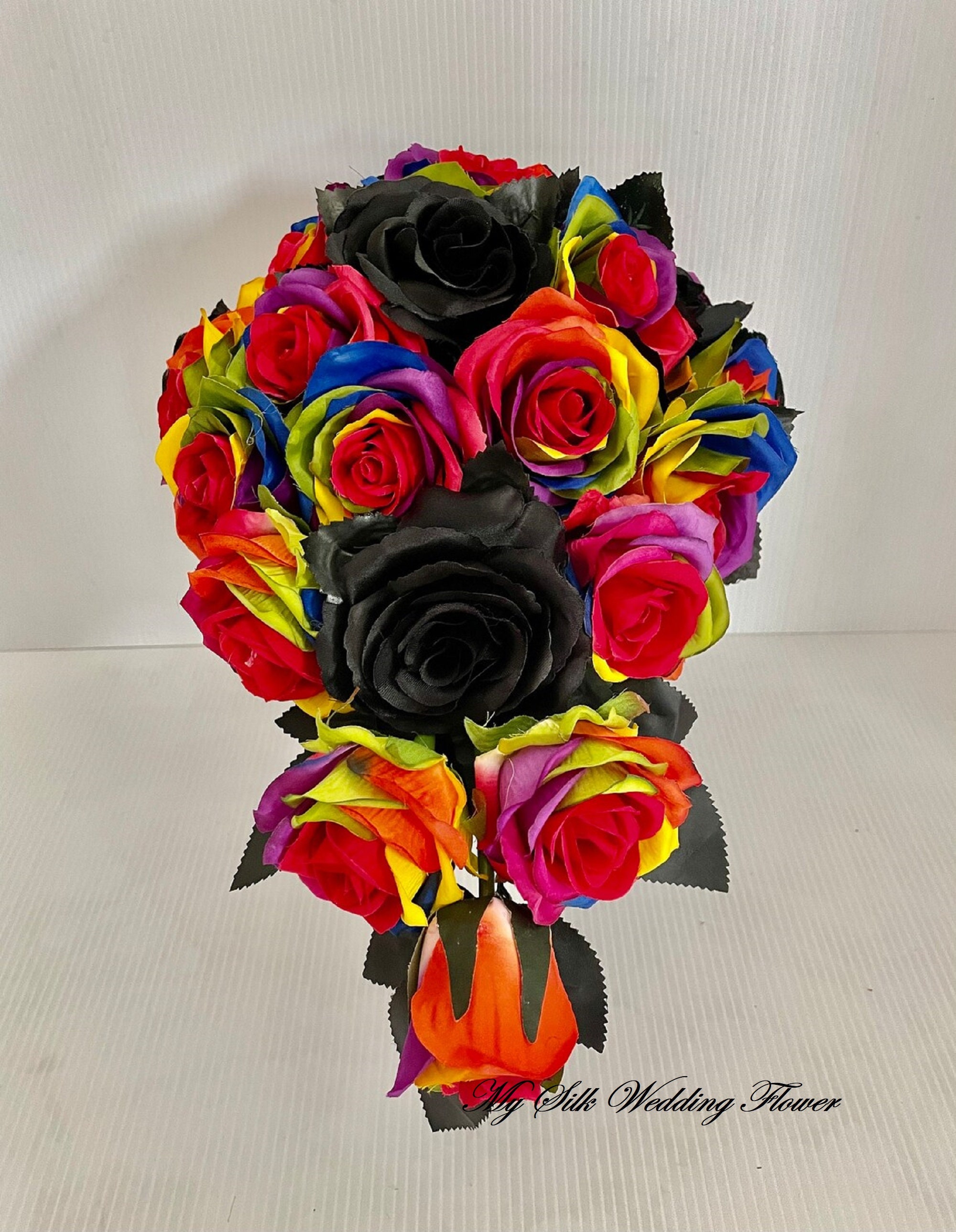 Rainbow Rose, Rainbow Rose Wedding Bouquet, Multicolor Rose, Wedding ...