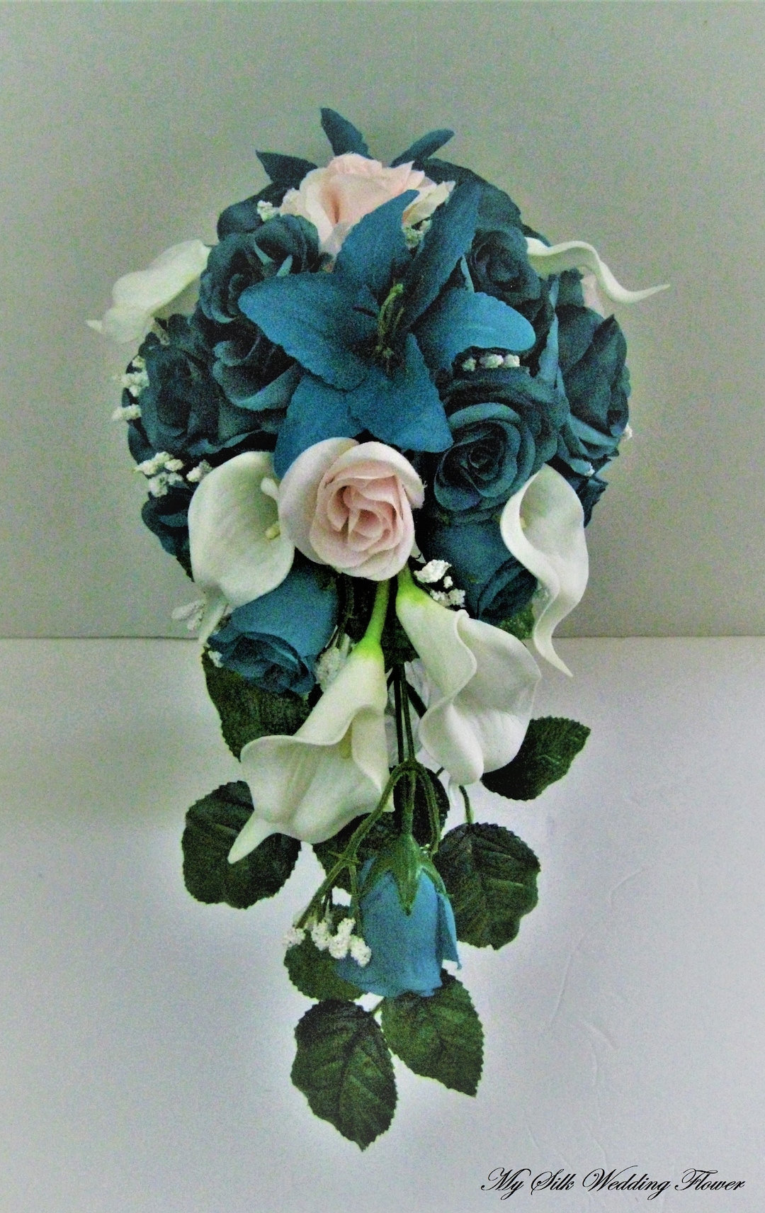 Teal Wedding Bouquet, Dark Turquoise Wedding Bouquet, Teal Roses ...