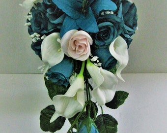 Teal Wedding Bouquet - Etsy