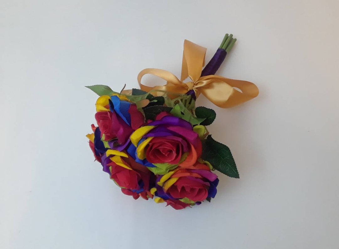 Rainbow Rose, Rainbow Rose Bouquet, Rainbow Silk Flowers. Choose Your ...
