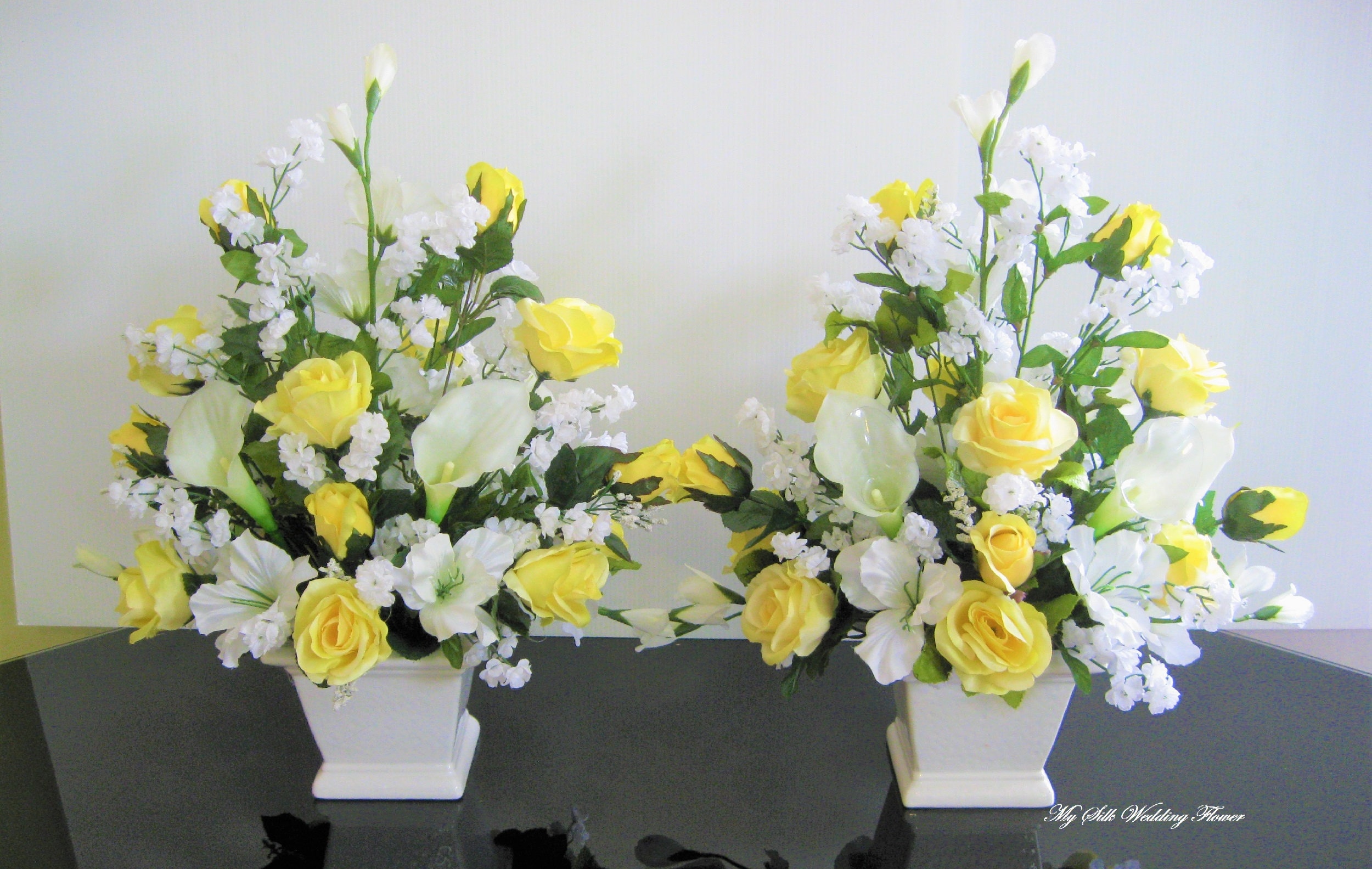 Yellow and White Arrangement, Yellow Roses Arrangement, True Touch ...