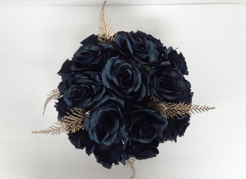 Navy Blue Roses Silk Flower Centerpiece, Dark Blue Flower Centerpiece ...