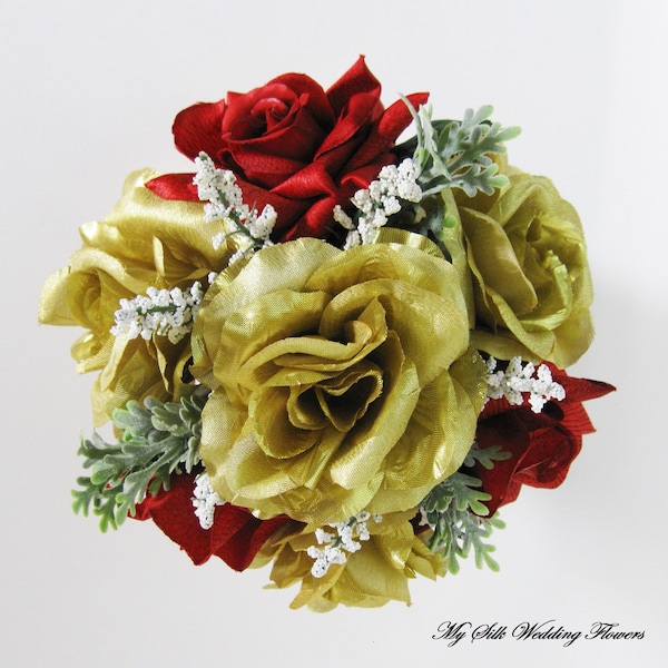 Red and Gold Wedding Bouquet - Etsy