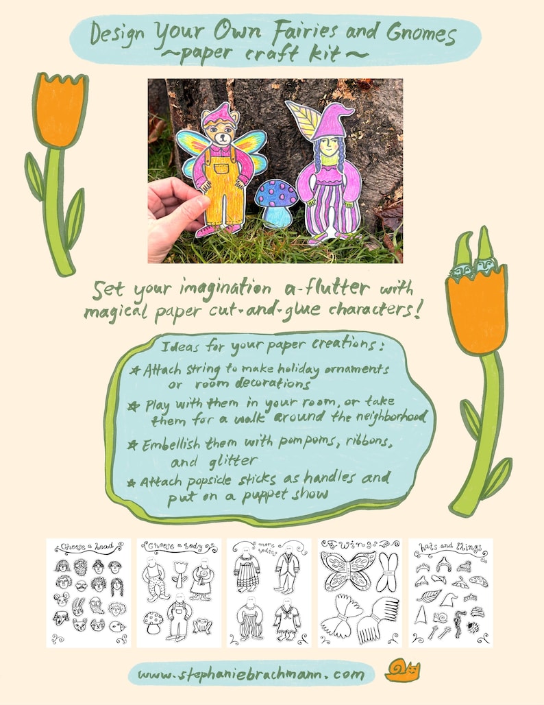 Design Your Own Fairies & Gnomes - Paper Craft Kit - Cut, Color, and ...