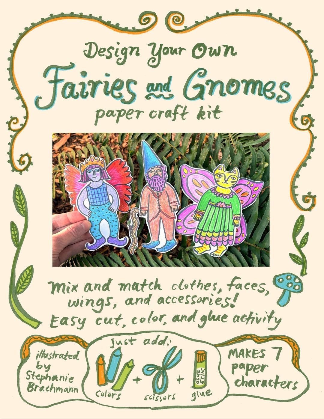 Design Your Own Fairies & Gnomes - Paper Craft Kit - Cut, Color, and ...