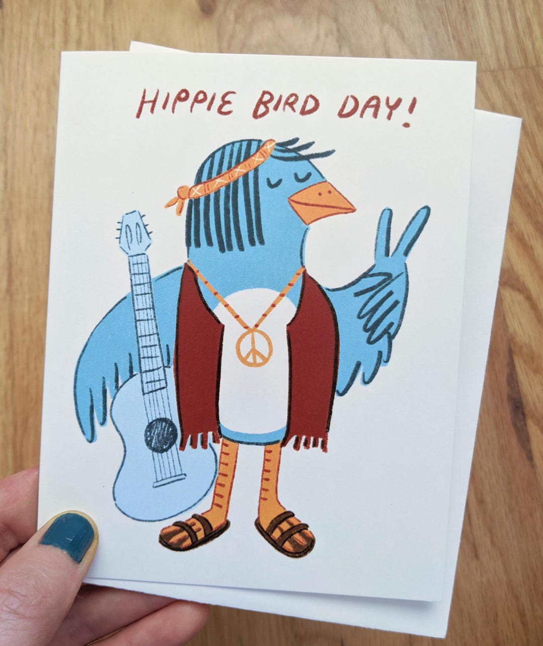Hippie Bird Day Card - Birthday - Blank Inside - Funny - Humor - Hippy ...