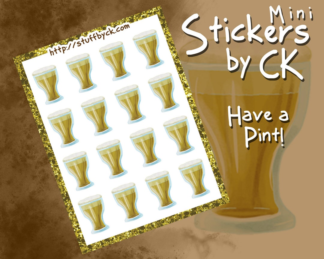 BEER PINT Mini Sticker Sheet for Journal Planner Diary or a Cold Frothy ...