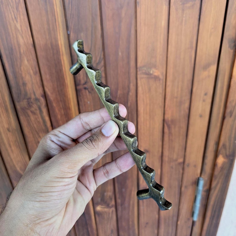 Antique Brass Iron Cabinet Handle: Wavy Drawer Pull - Etsy