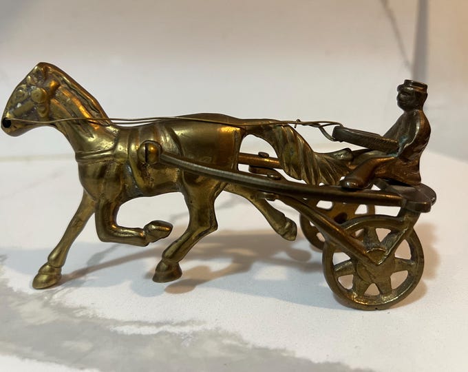 Vintage Brass Harness Racer Figurine - Etsy