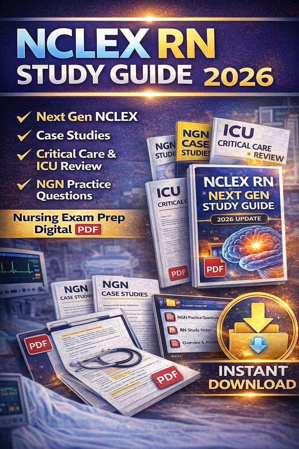 NCLEX RN 2026 Study Guide | 500+ Questions, NGN Case Studies (digital ...
