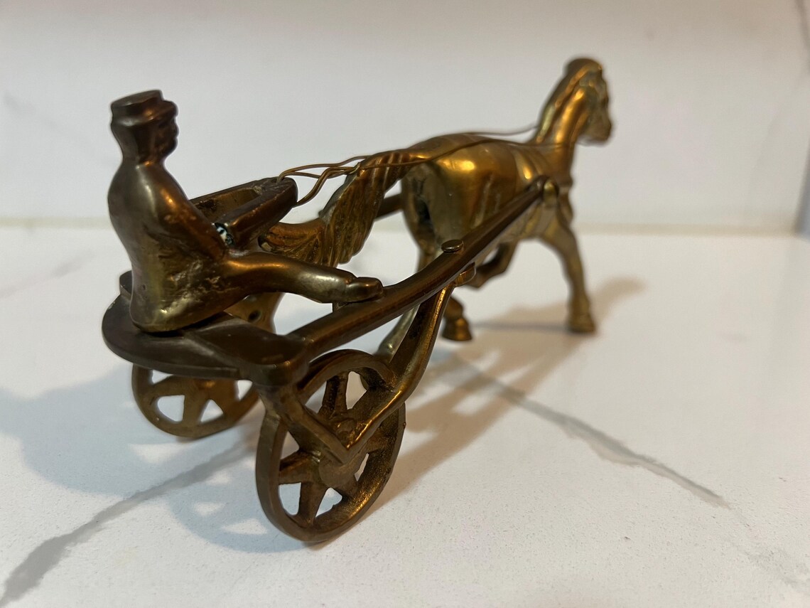 Vintage Brass Harness Racer Figurine - Etsy