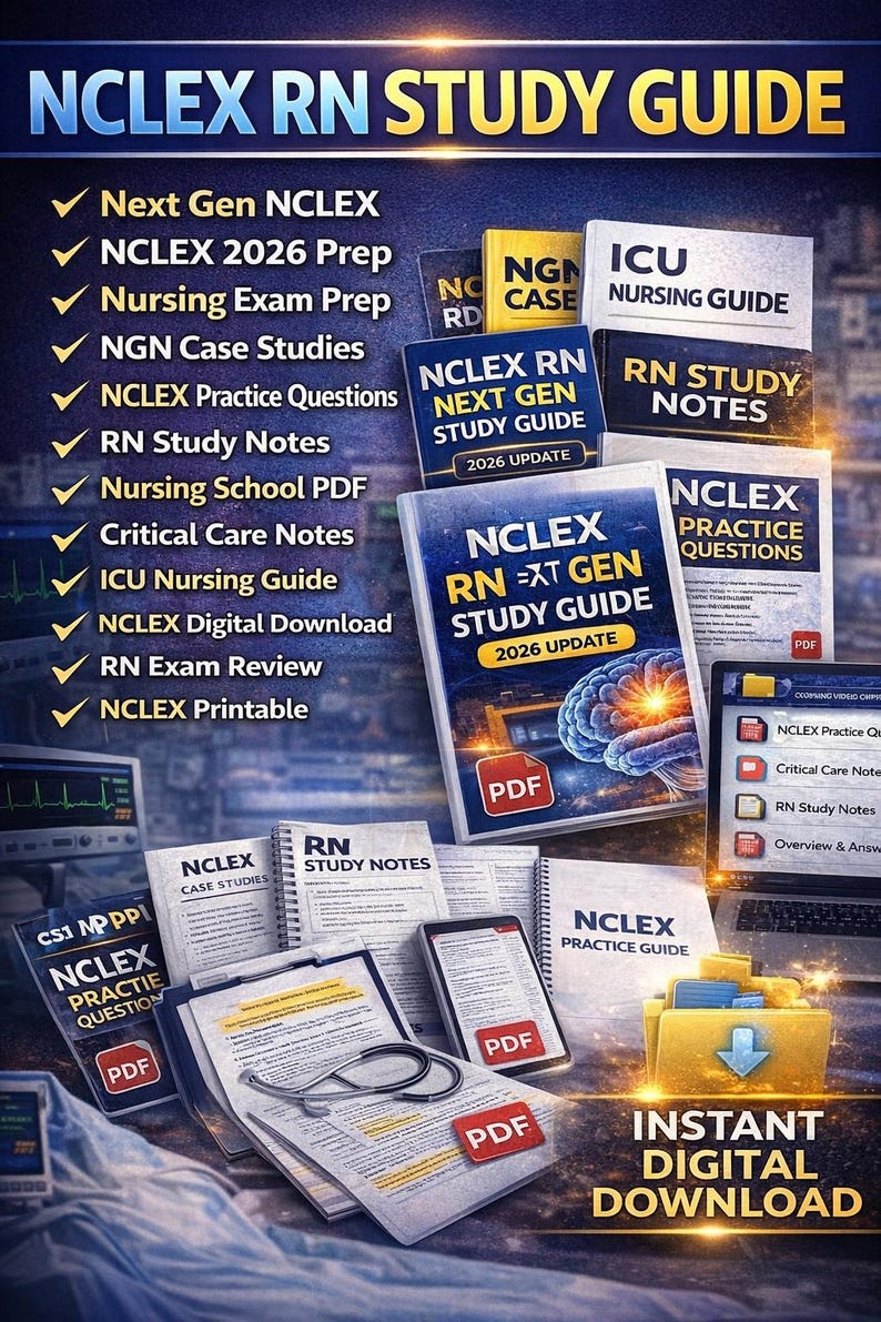 NCLEX RN 2026 Study Guide | 500+ Questions, NGN Case Studies (digital ...
